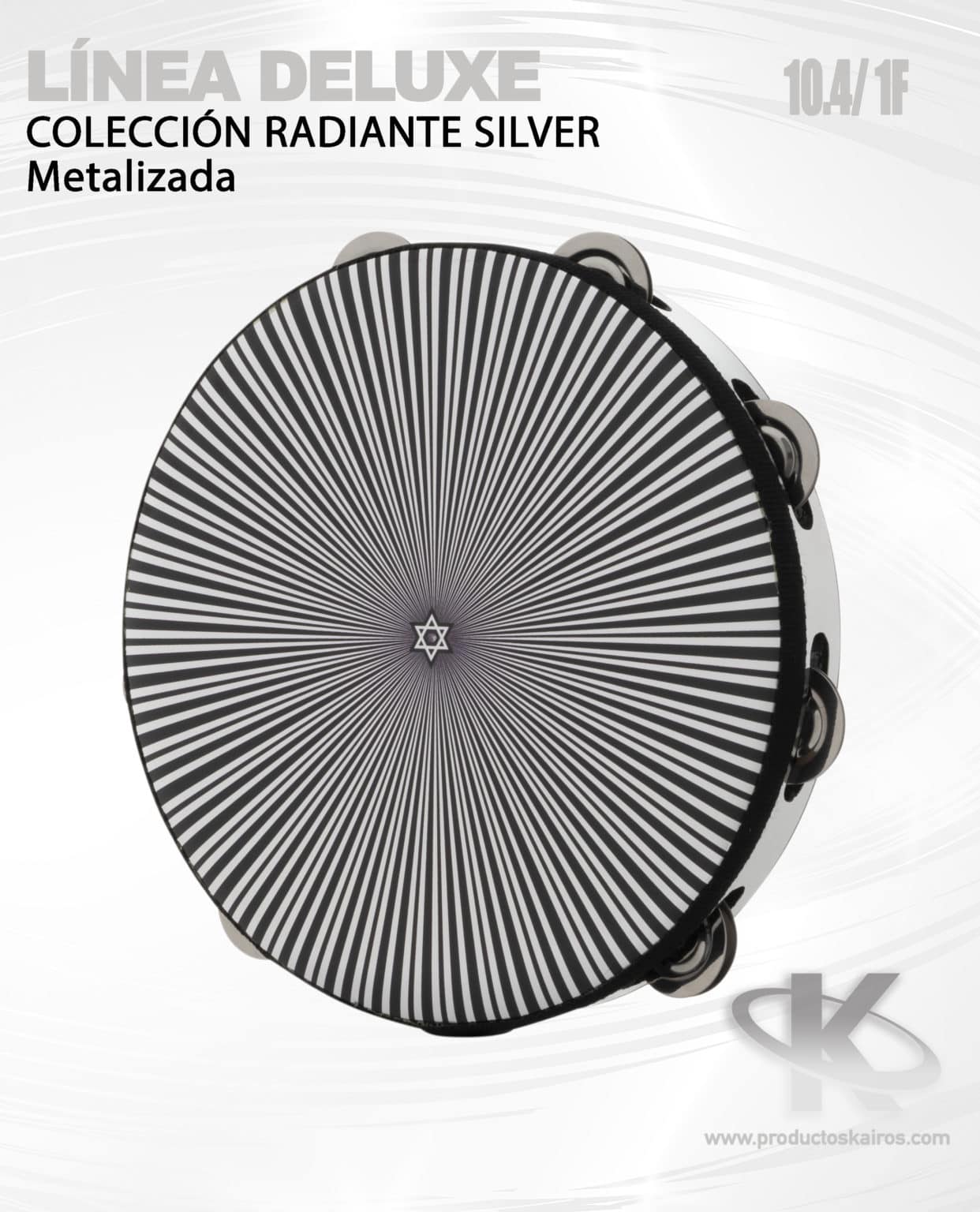 Pandero CLASICO Metalizado Línea Deluxe Radiante Black 10.4" 1/F ...